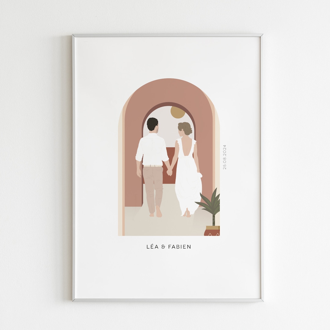 Poster portrait of Bride and Groom Personalized Couple Poster ...