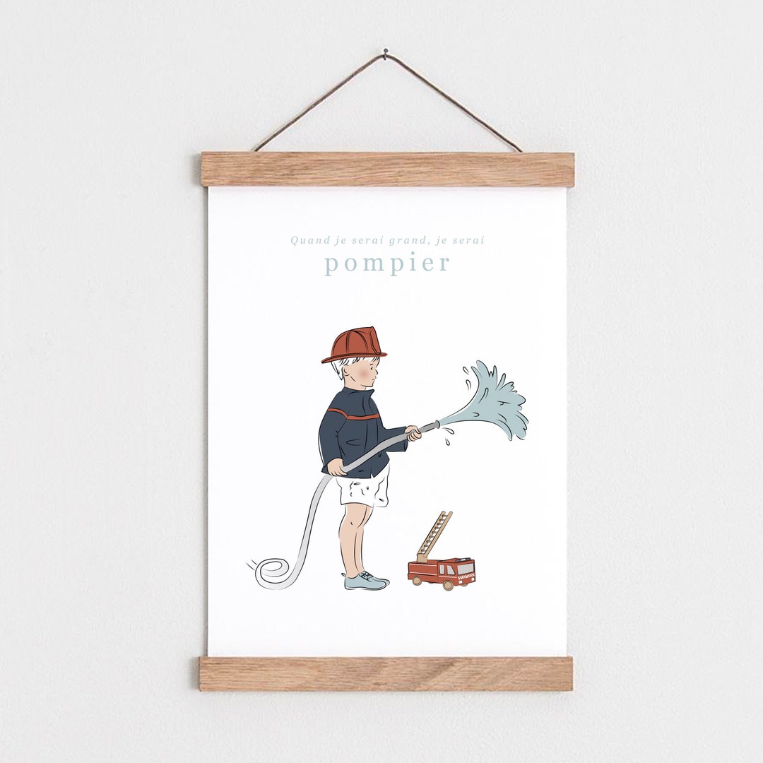 Affiche pompier, firefighter poster, affiche quand je serai grand, je ...