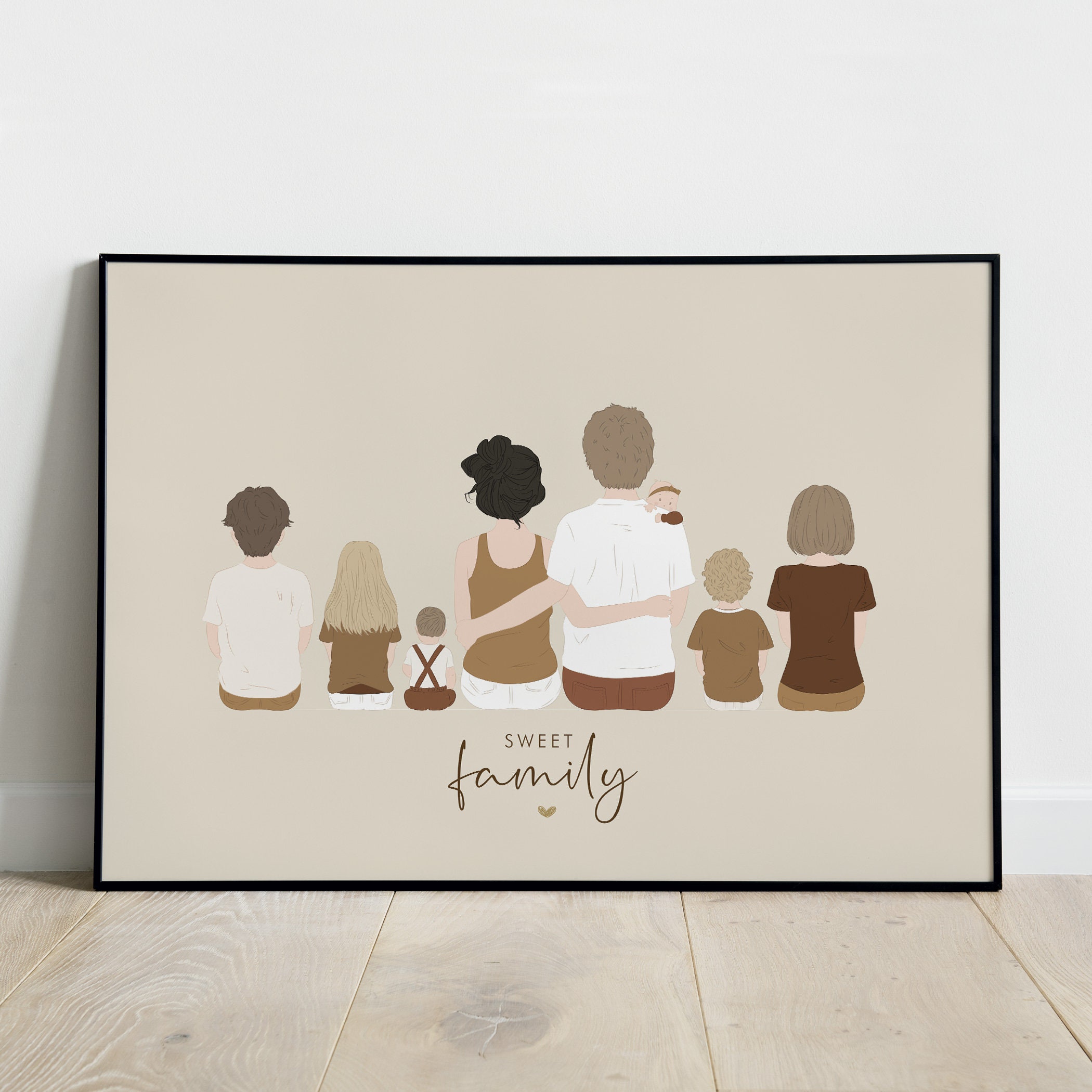 "family Portrait" Poster - Family Drawing, Natural Shades ...