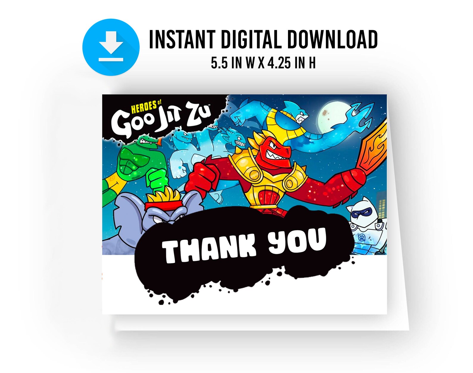Goo Jit Zu Printable Digital Thank You Card - Etsy