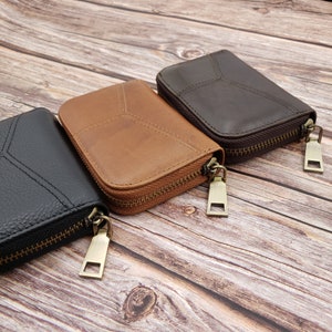 AG Wallets Unisex Small Cow Leather RFID Credit Card Holder, Zip Around ...