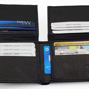 AG Wallets Mens Double ID Flip up Cowhide Leather Bifold Wallet Multi ...