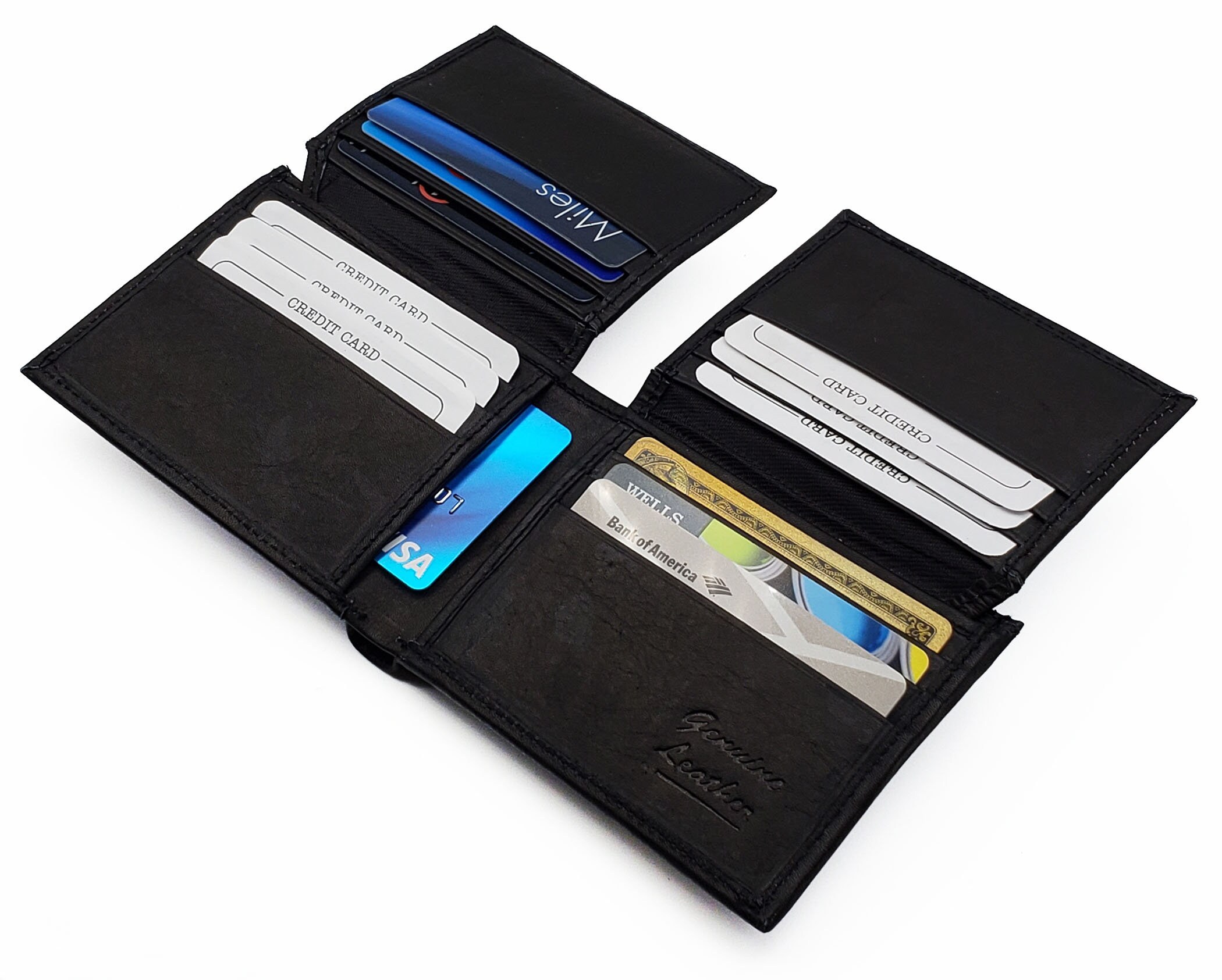 AG Wallets Mens Double ID Flip Up Cowhide Leather Bifold | Etsy