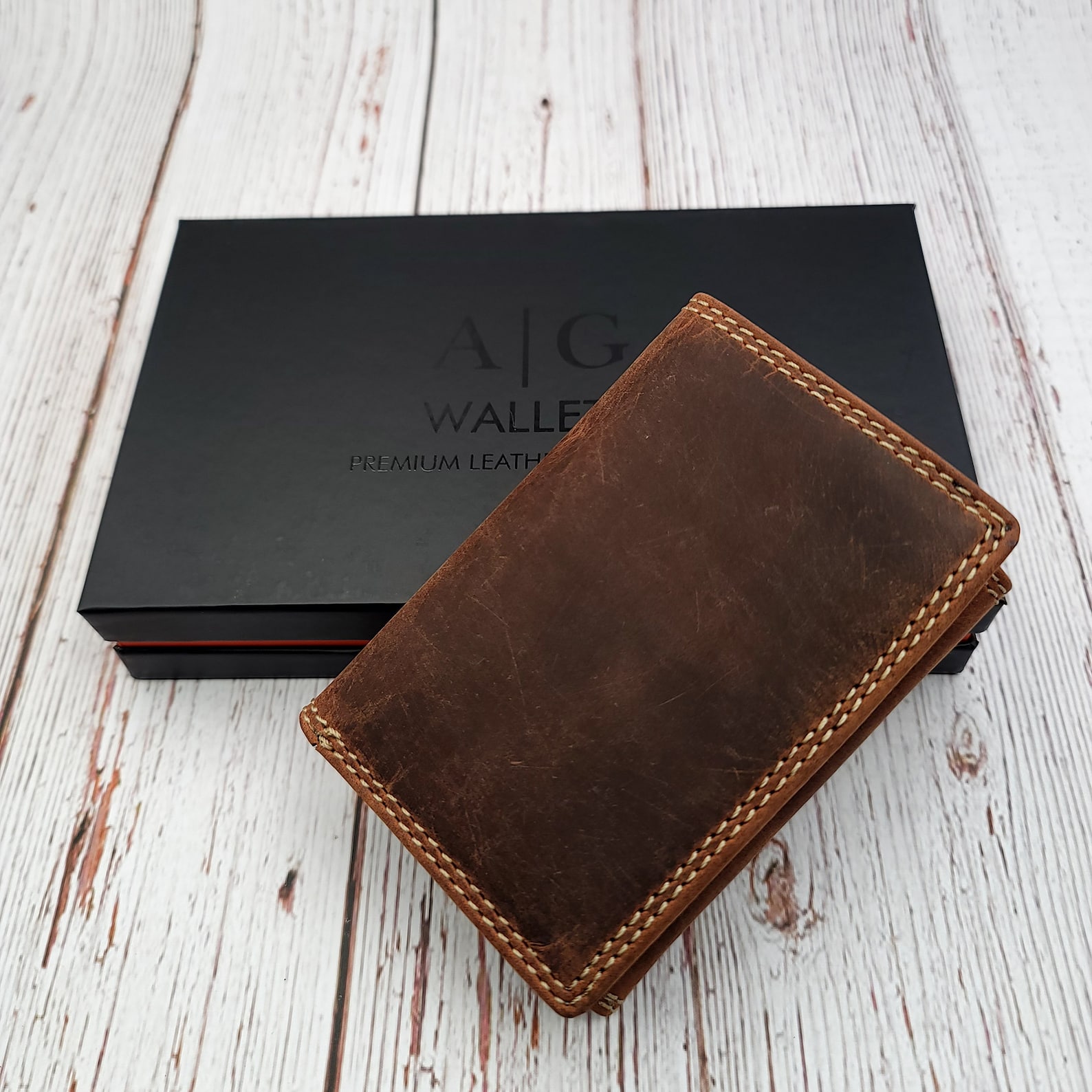 AG Wallets Mens Handmade Hunter Brown Genuine Leather Trifold ...