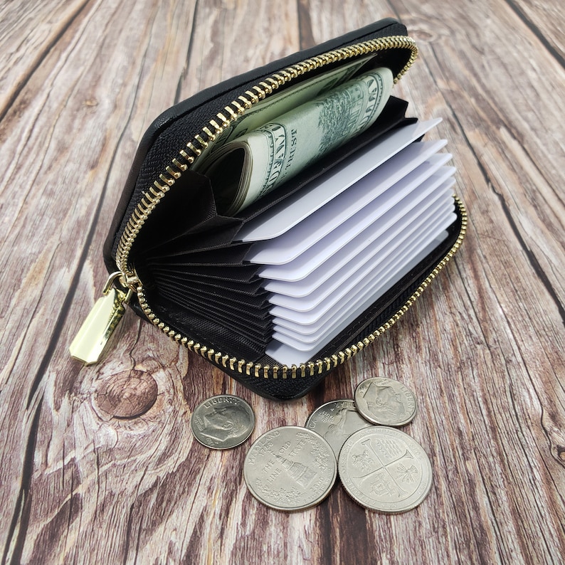 AG Wallets Quilted Genuine Leather RFID Credit Card Holder - Etsy