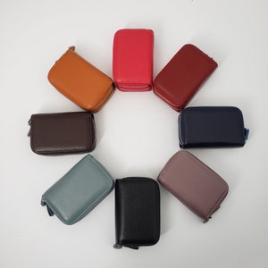 AG Wallets Unisex Small Cow Leather RFID Double Zipper Credit Card ...