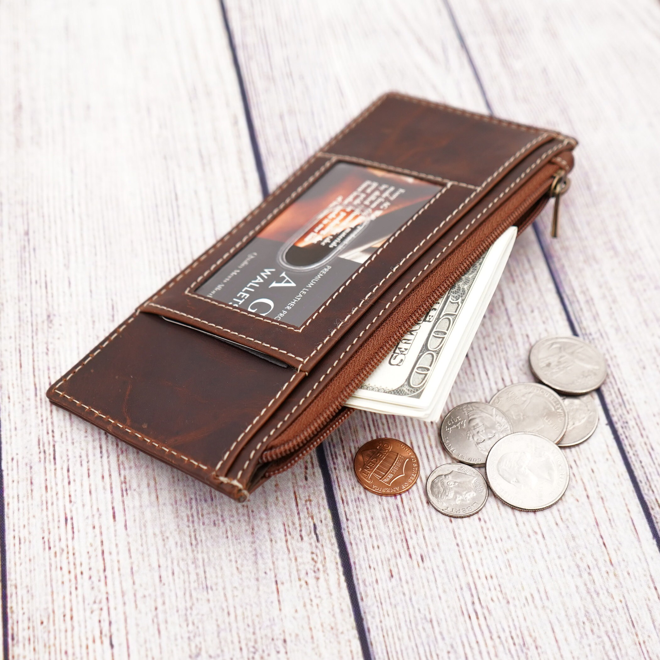 AG Wallets Full Grain Cow Napa Brown Distressed Leather - Etsy