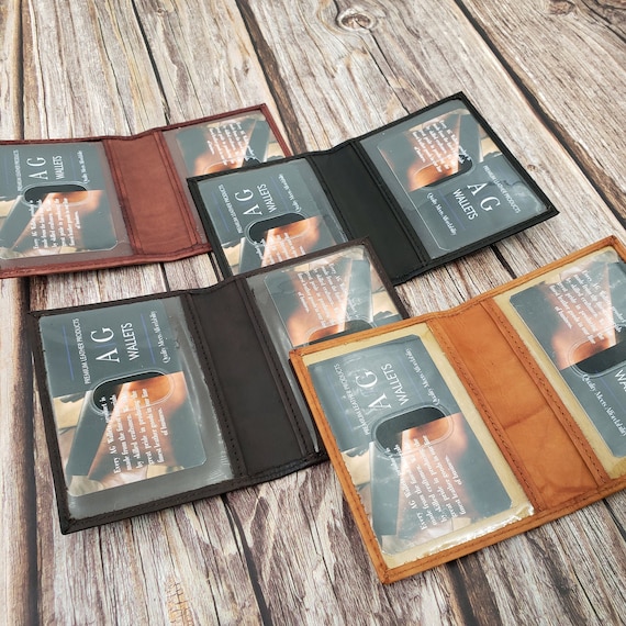 Personalized AG Wallets Mens Slim Premium Leather Bifold 2 ID | Etsy