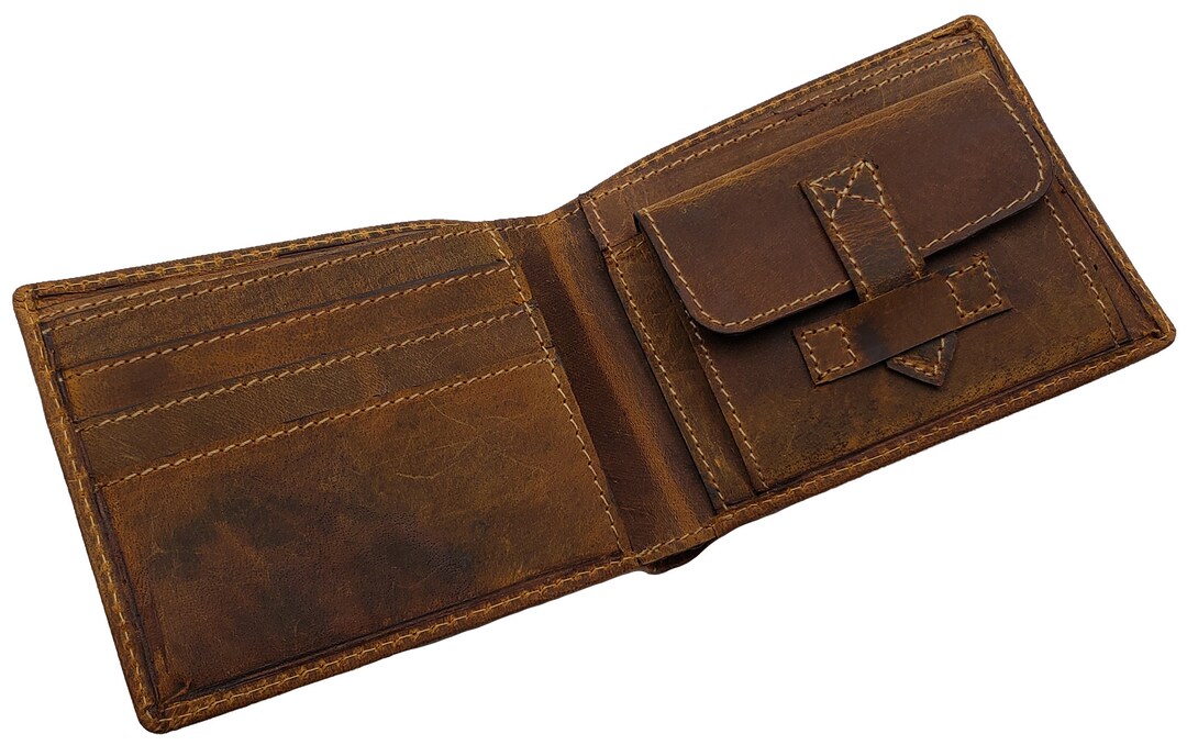 AG Wallets Mens Mustard Brown Leather Bifold Minimalist Wallet for Men ...