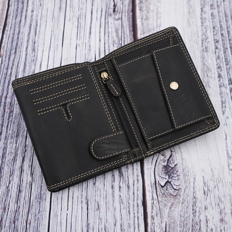 AG Wallets Mens Vintage Black Leather Hipster Wallet - Etsy