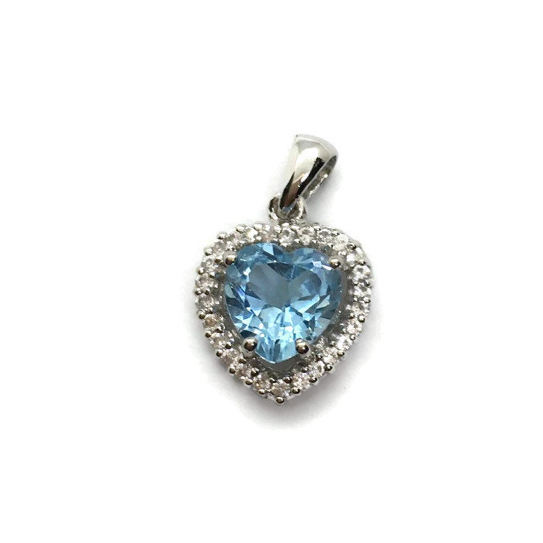 Natural Blue Topaz Pendant ~ Beautiful Sky Blue Topaz and Natural White ...