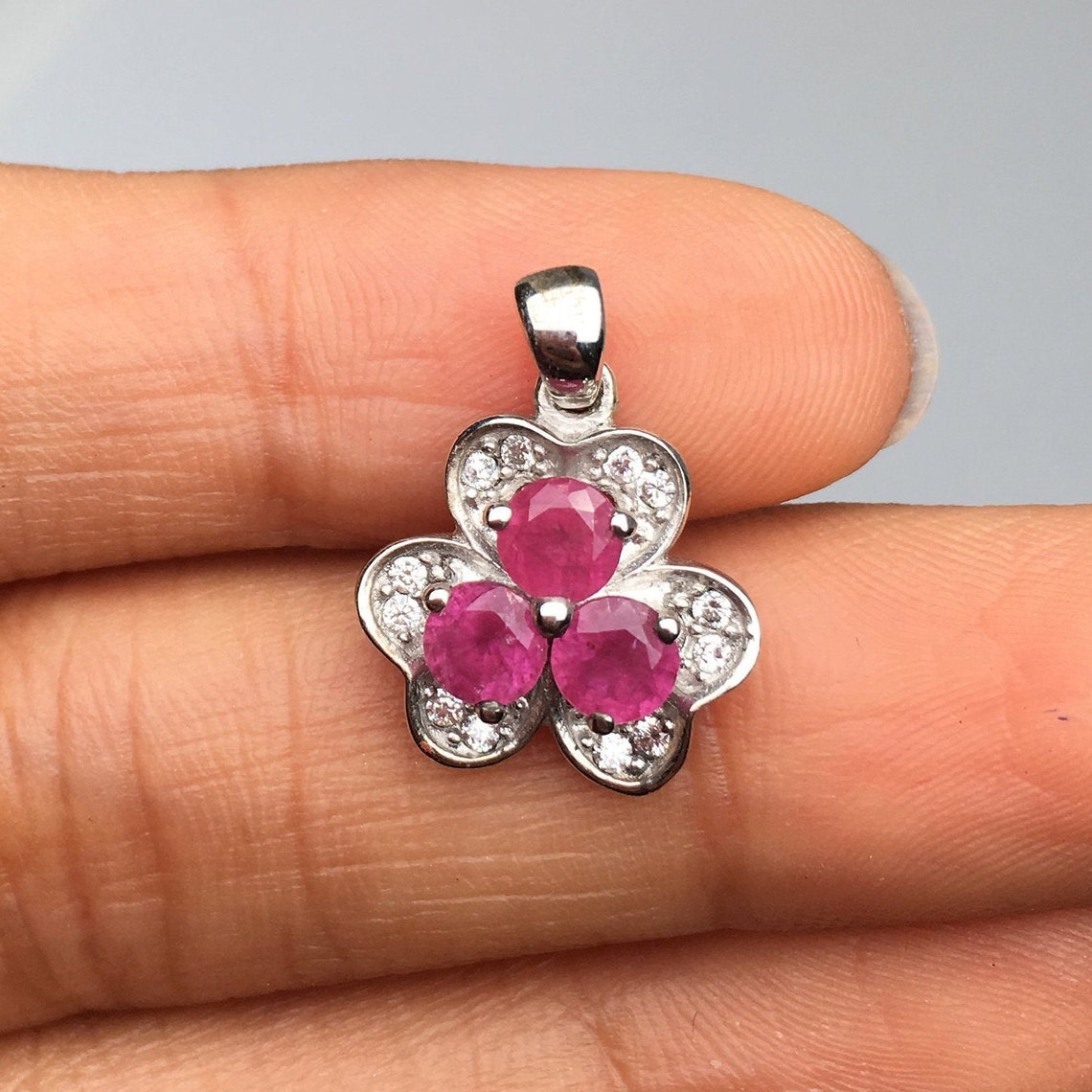 Ruby Pendant Ruby Jewelry Floral Ruby PendantAnniversary | Etsy
