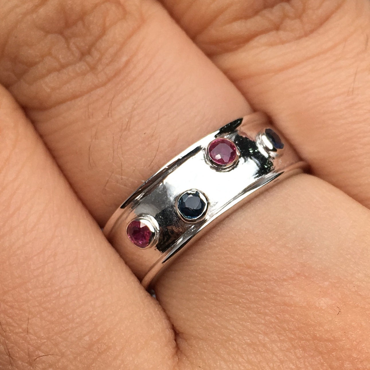 Natural Ruby Unisex Ring Multistone Jewelry Unisex Jewelry | Etsy