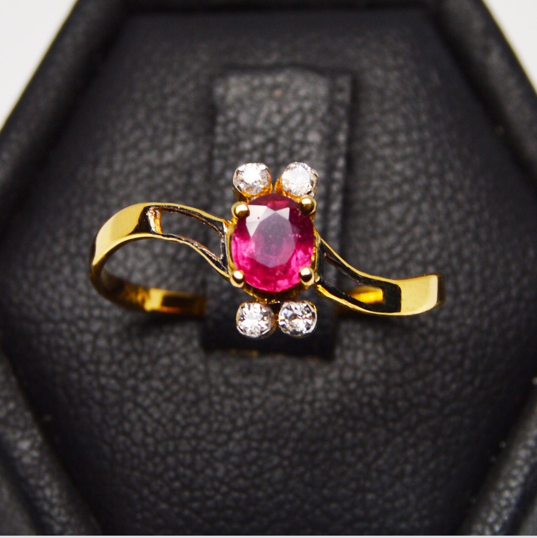 Natural Red Ruby ~solid 9K Gold Ring ~ Ruby Oval Shaped Ring ~ Anniversary Ring ~antique Style ...