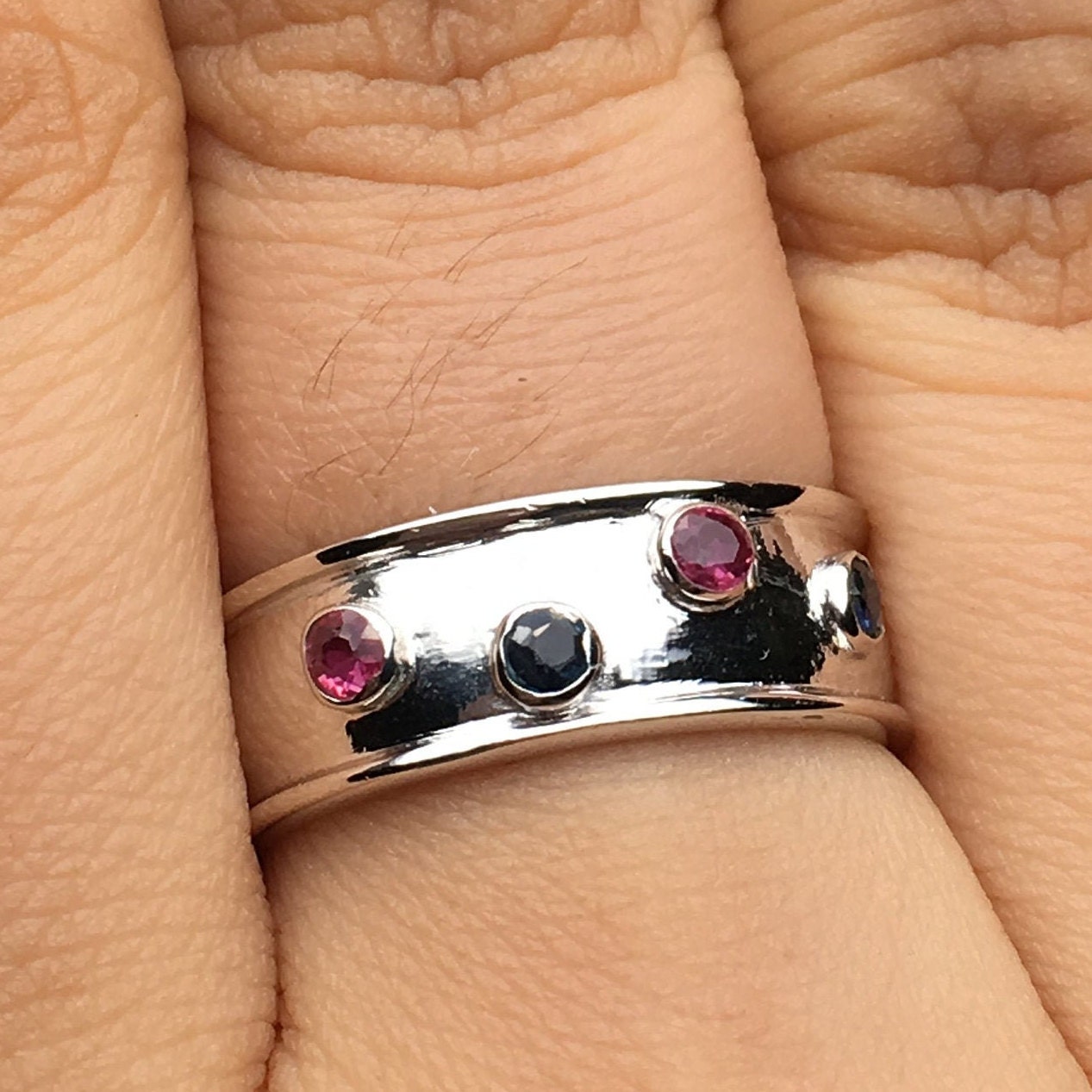 Natural Ruby Unisex Ring Multistone Jewelry Unisex Jewelry | Etsy