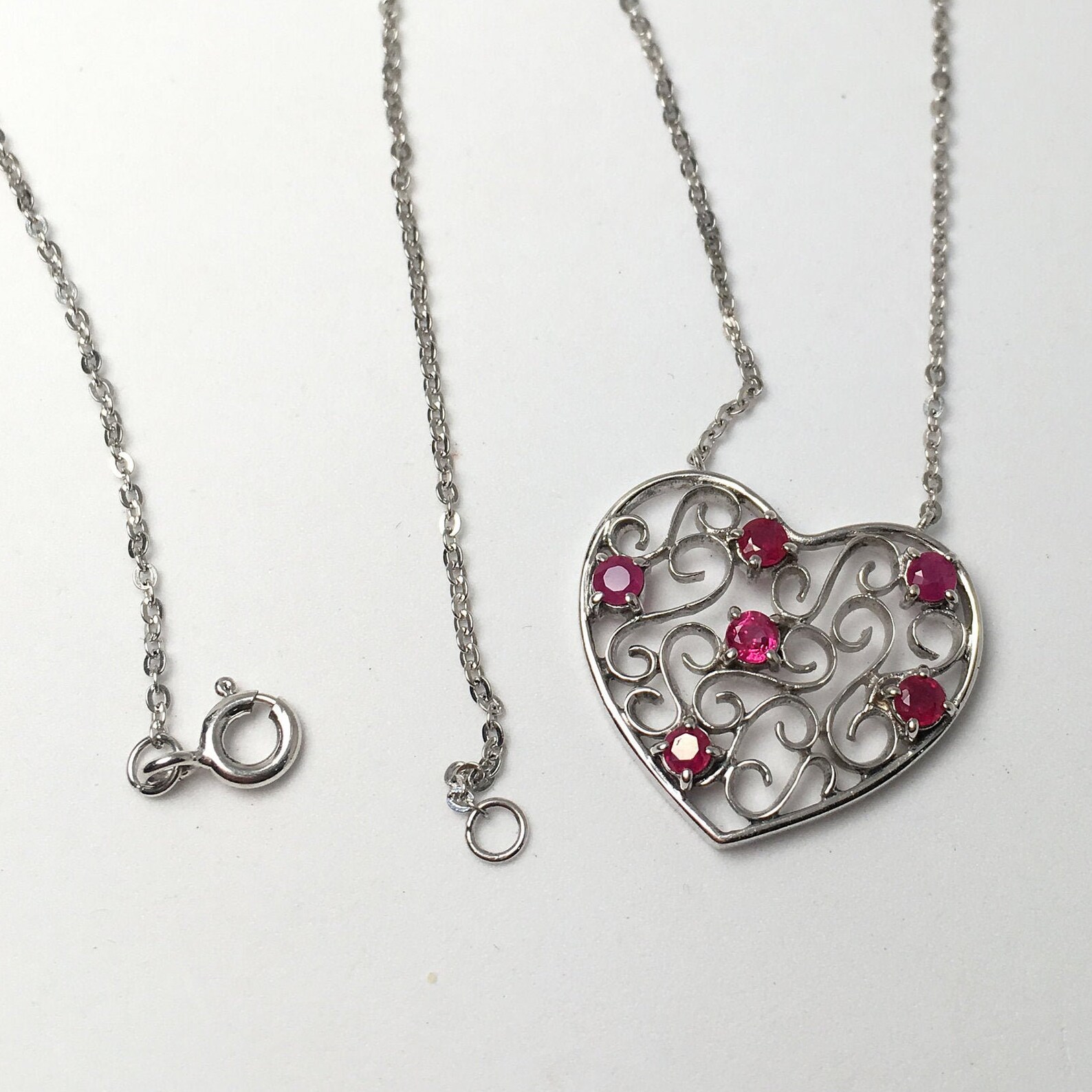 Ruby Necklace Burmese Ruby Heart Shaped Necklace sterling - Etsy