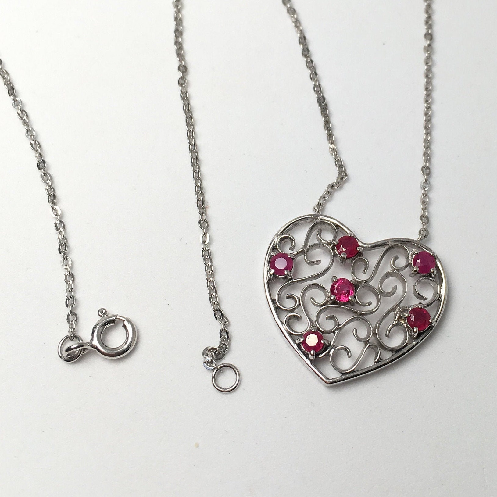 Ruby Necklace Burmese Ruby Heart Shaped Necklace sterling - Etsy