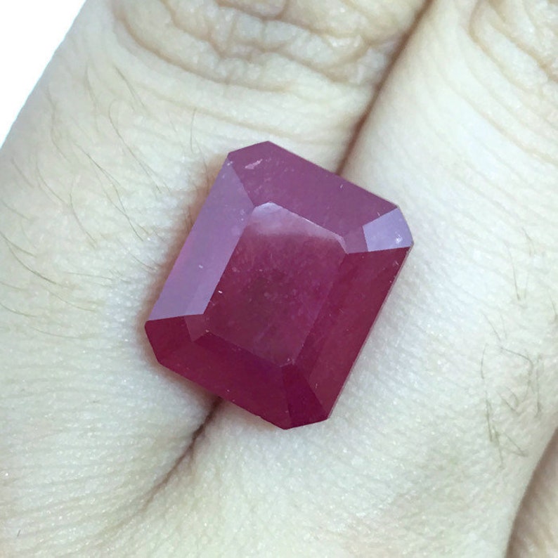 Natural Ruby Emerald Cut Treated 9.92 Ct Faceted Cut Ruby | Etsy