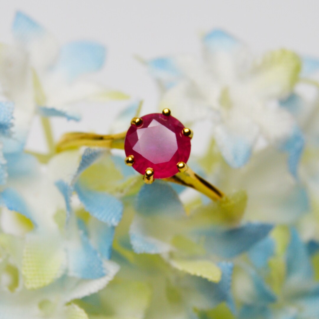 Natural Red Ruby 8K Gold Ring – July Birthstone Engagement Ring - Etsy