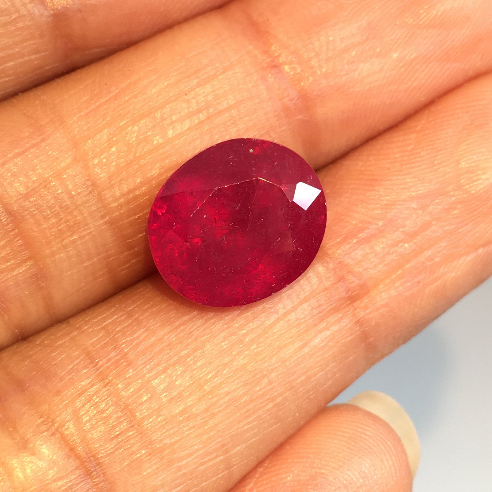 Natural Ruby Oval Shaped Treated Big 7.50 Carat Faceted | Etsy