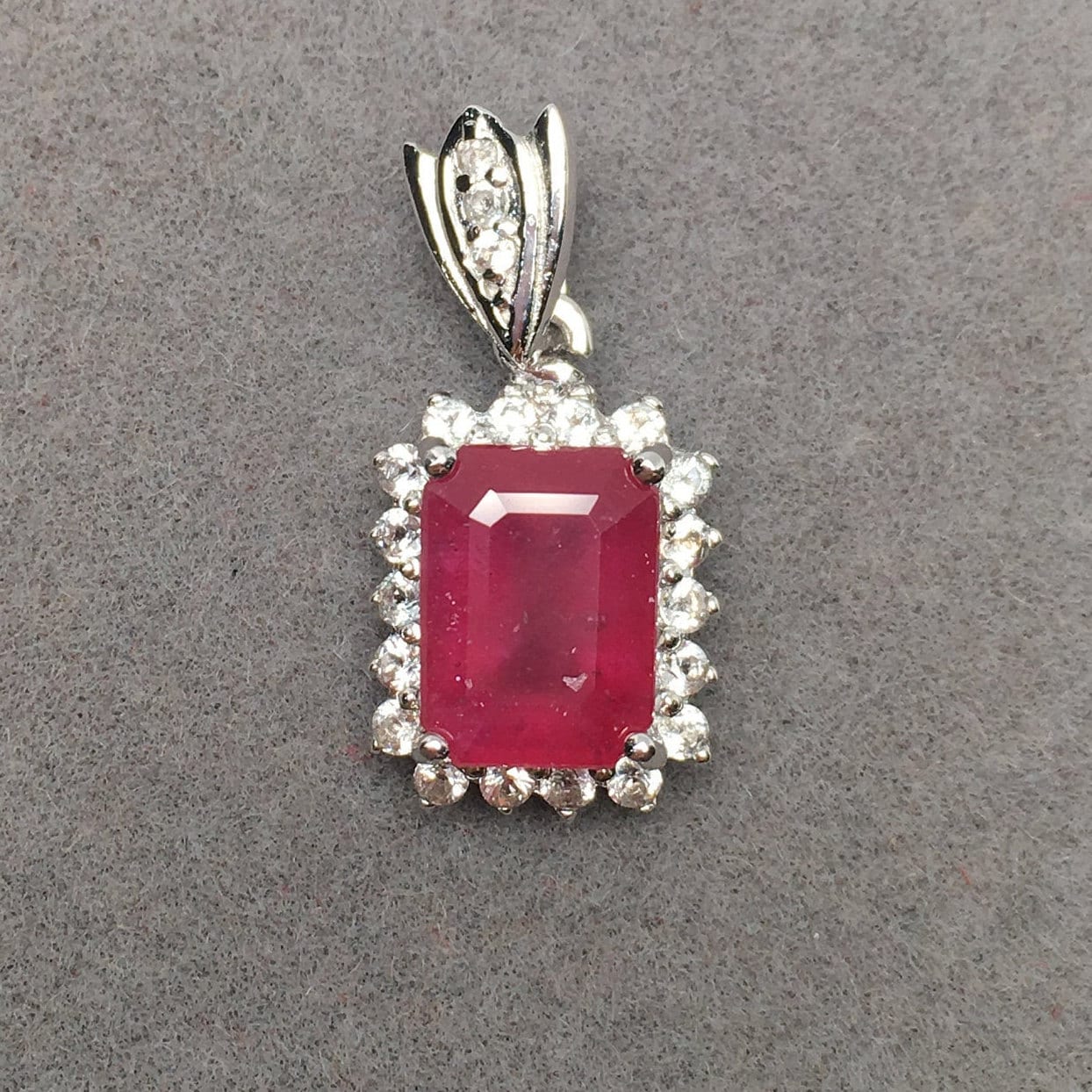 Vintage Style Ruby Pendant Ruby Jewelry Gemstone Pendant Emerald Cut ...