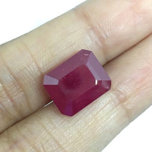 Natural Ruby Emerald Cut Treated 9.92 Ct Faceted Cut Ruby Ruby for Your ...