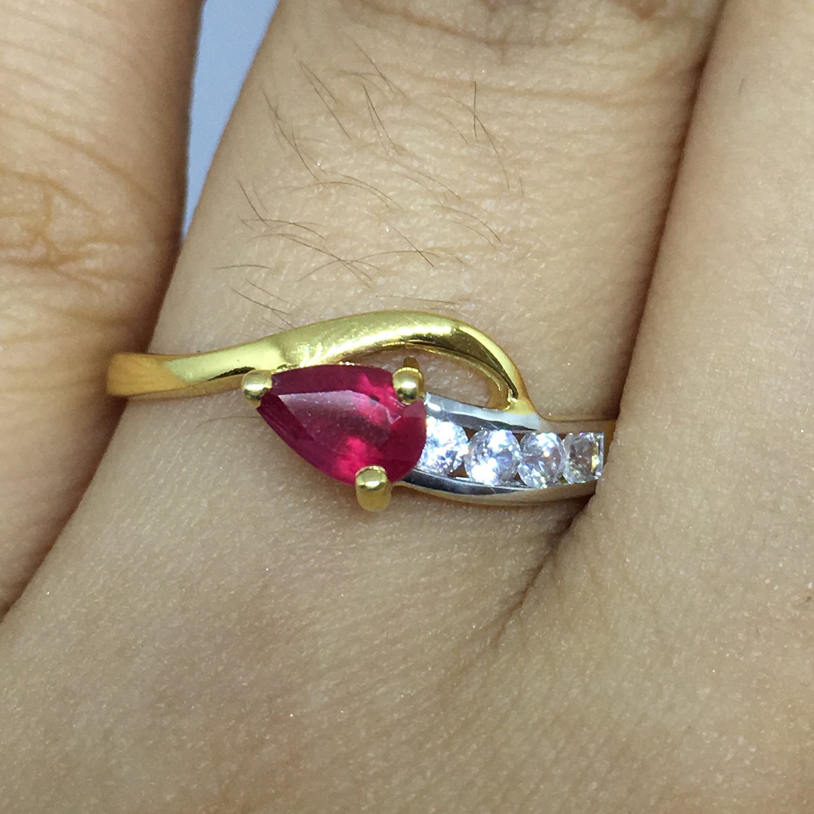 Natural Red Ruby solid 9K Gold Ring ruby Pear Shaped Ring - Etsy