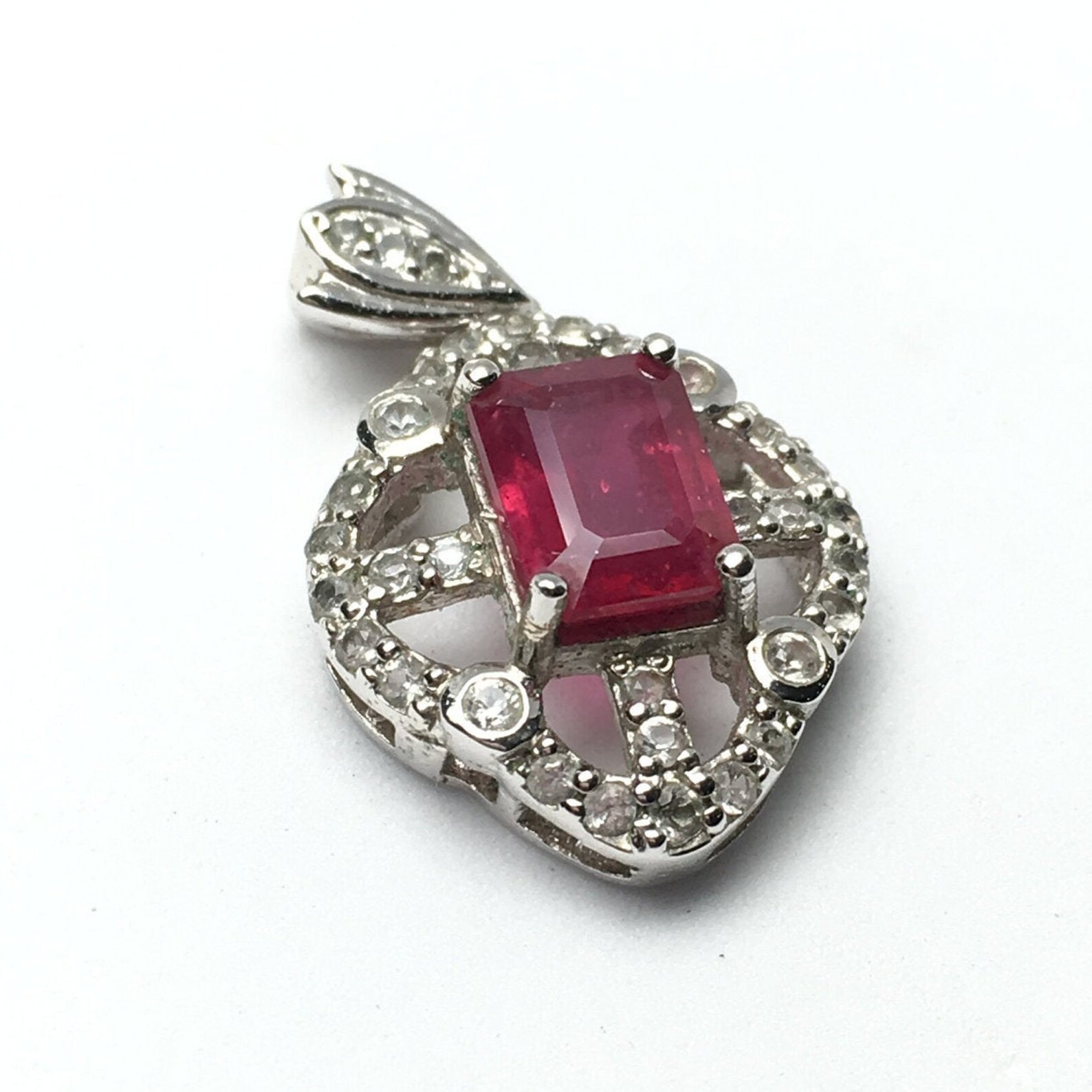 Vintage Style Ruby Pendant Ruby Jewelry Emerald Cut Ruby - Etsy