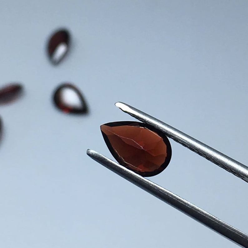 Natural Red Garnet 6X9 Pear Shaped Clean Gemstone January | Etsy
