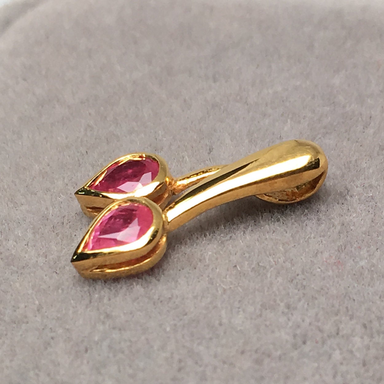 Gold Pendant cherry Design Ruby Pendant 18K Gold and Ruby | Etsy
