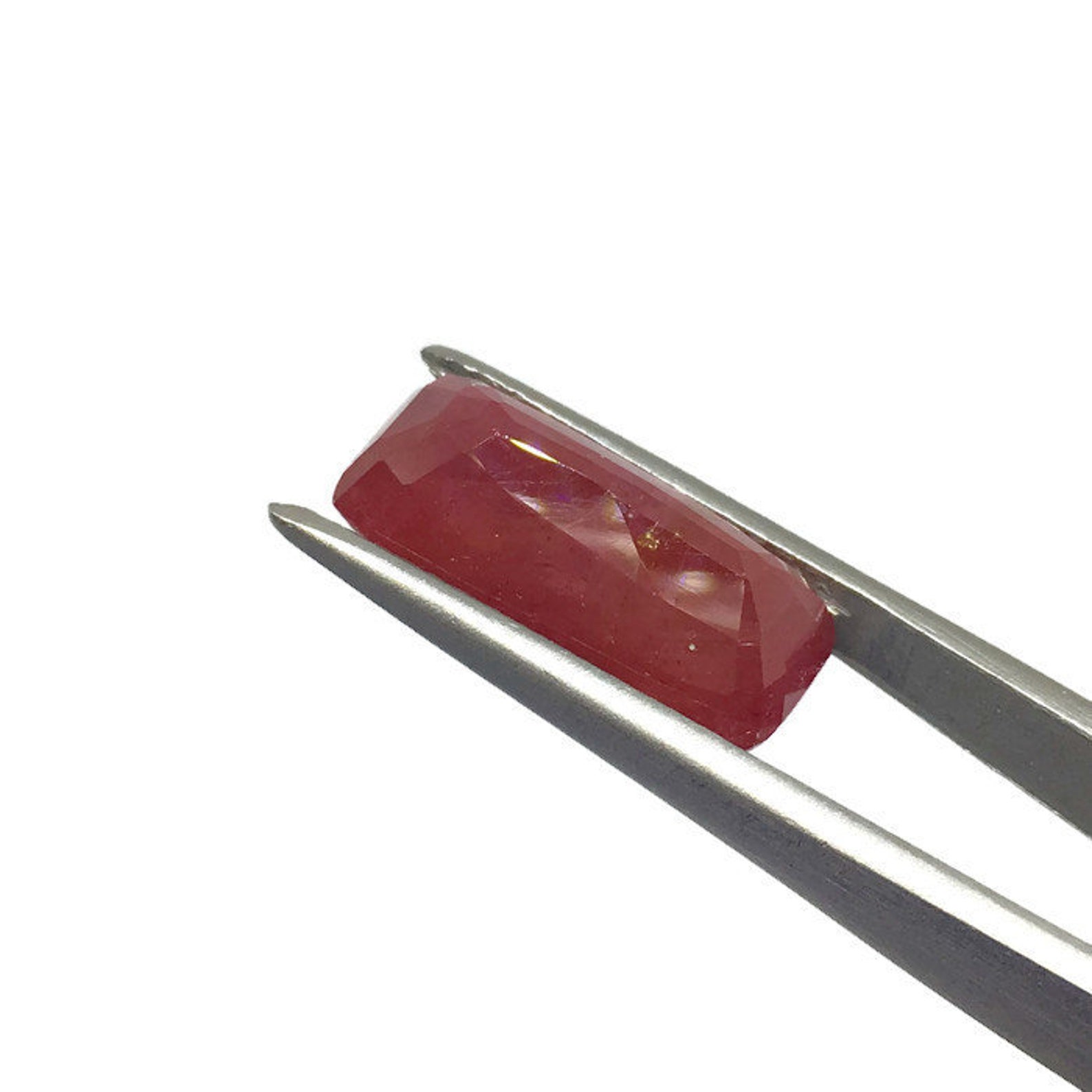 Natural Ruby ~ Long Rectangle Cut Ruby ~treated 11.30 Ct Faceted Rose ...