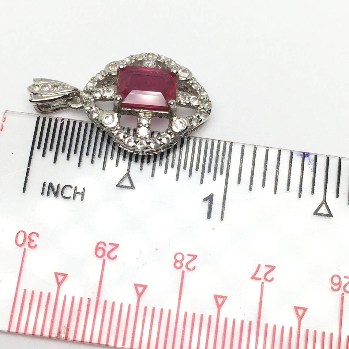 Vintage Style Ruby Pendant Ruby Jewelry Emerald Cut Ruby - Etsy