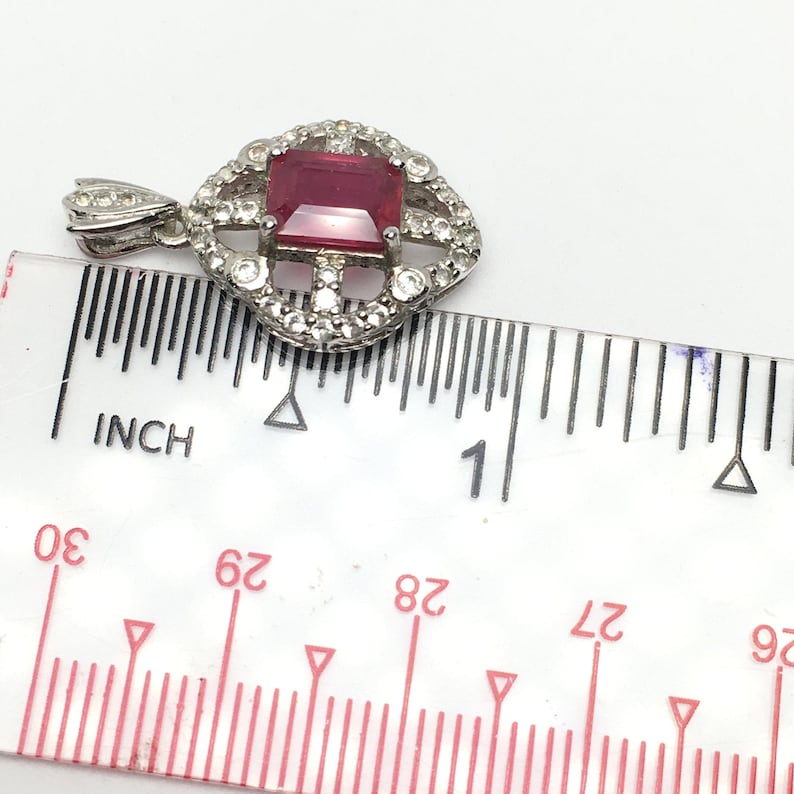 Vintage Style Ruby Pendant Ruby Jewelry Emerald Cut Ruby - Etsy