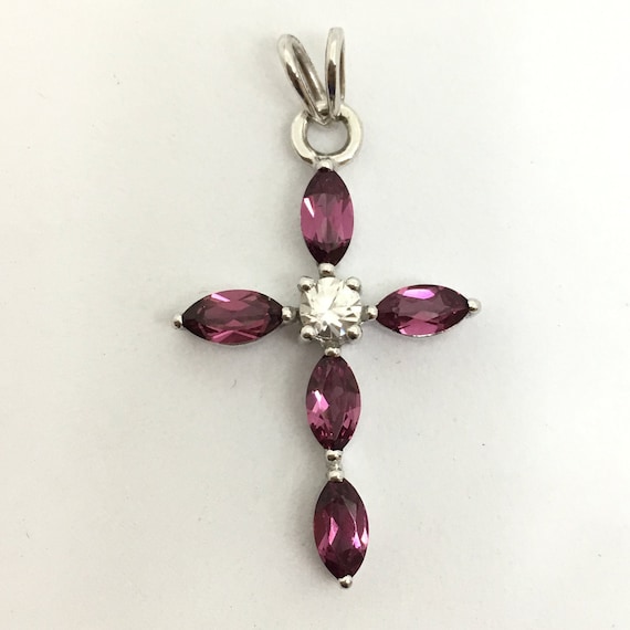Cross Pendant With Rhodolite Rhodolite Garnet Cross Pendant | Etsy