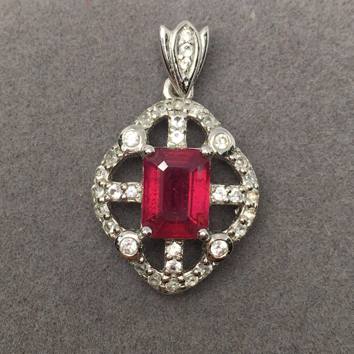Vintage Style Ruby Pendant Ruby Jewelry Emerald Cut Ruby - Etsy
