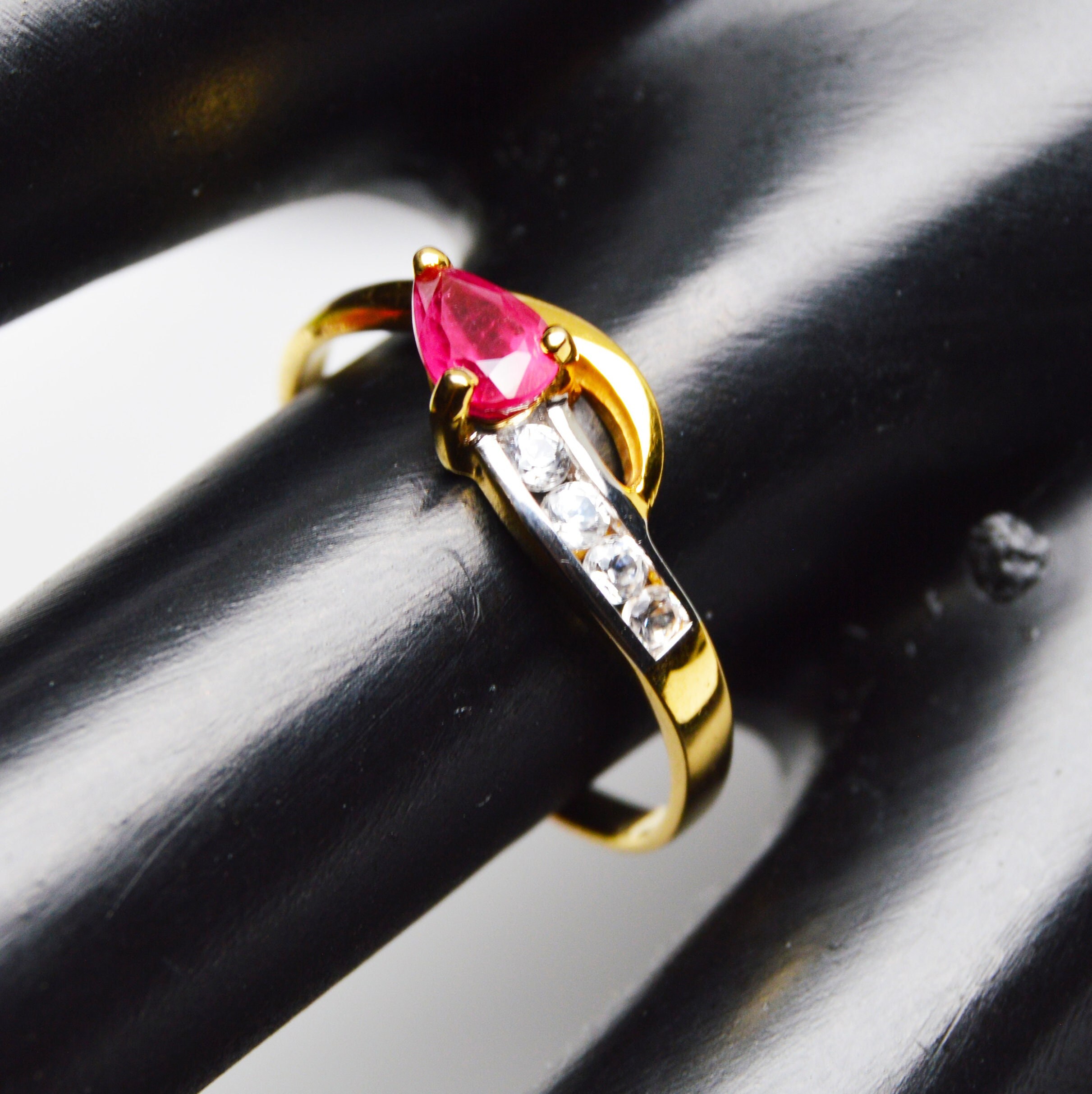 Natural Red Ruby solid 9K Gold Ring ruby Pear Shaped Ring - Etsy