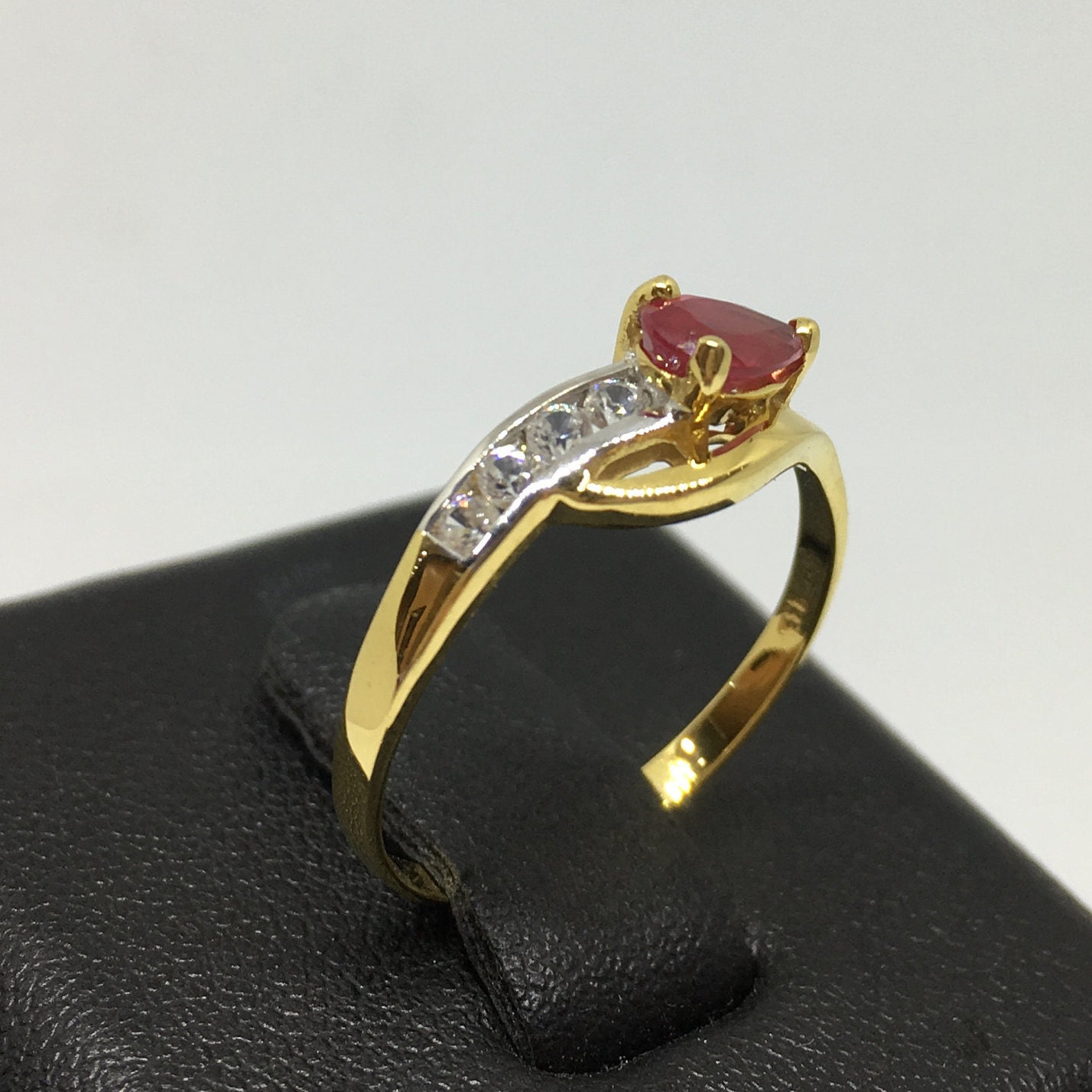 Natural Red Ruby solid 9K Gold Ring ruby Pear Shaped Ring | Etsy