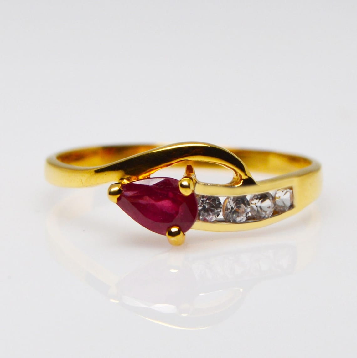Natural Red Ruby solid 9K Gold Ring ruby Pear Shaped Ring - Etsy