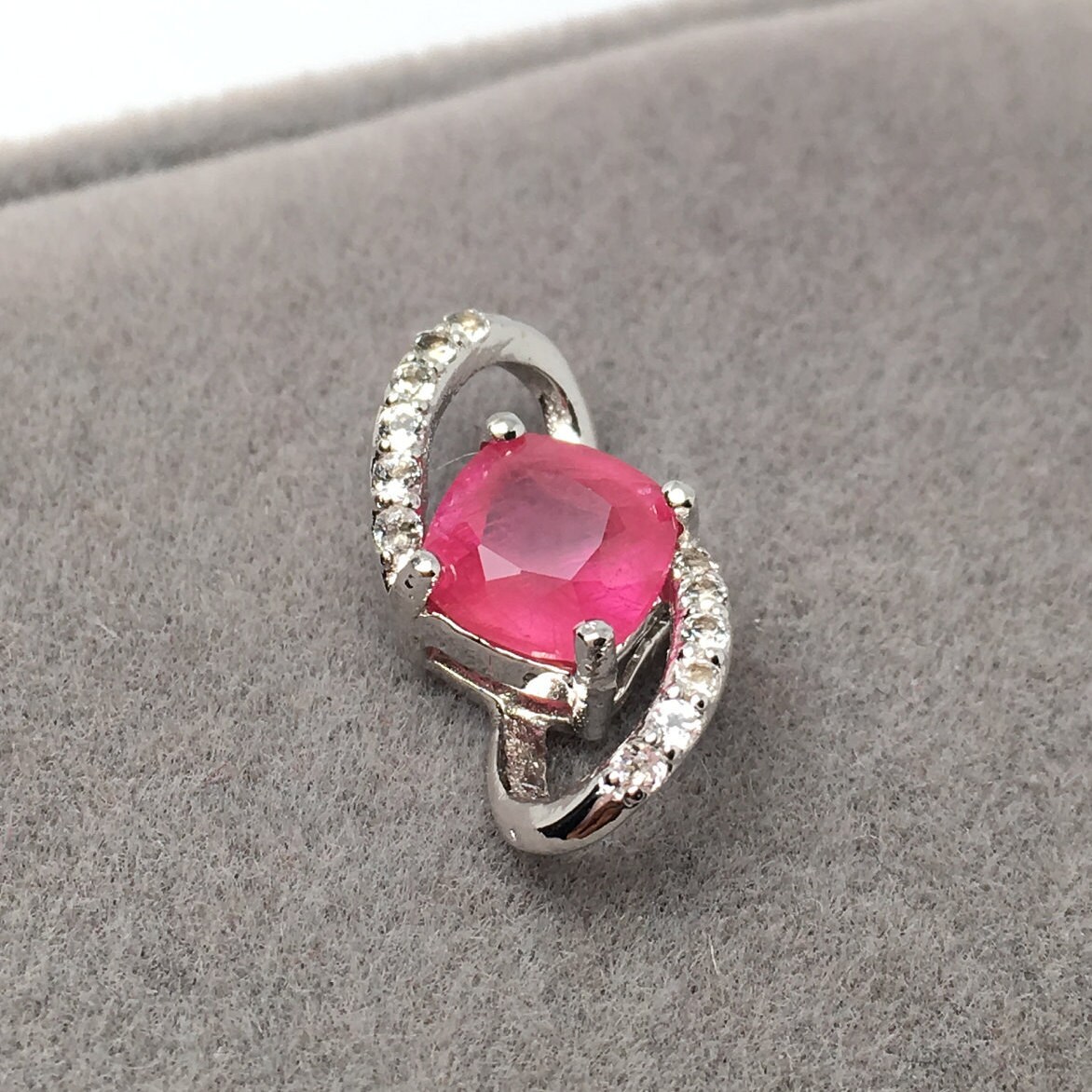 Ruby Pendant Ruby Jewelry Cushion Cut Ruby Pendant - Etsy