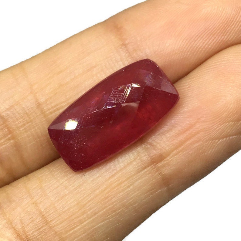 Natural Ruby ~ Long Rectangle Cut Ruby ~treated 11.30 Ct Faceted Rose ...