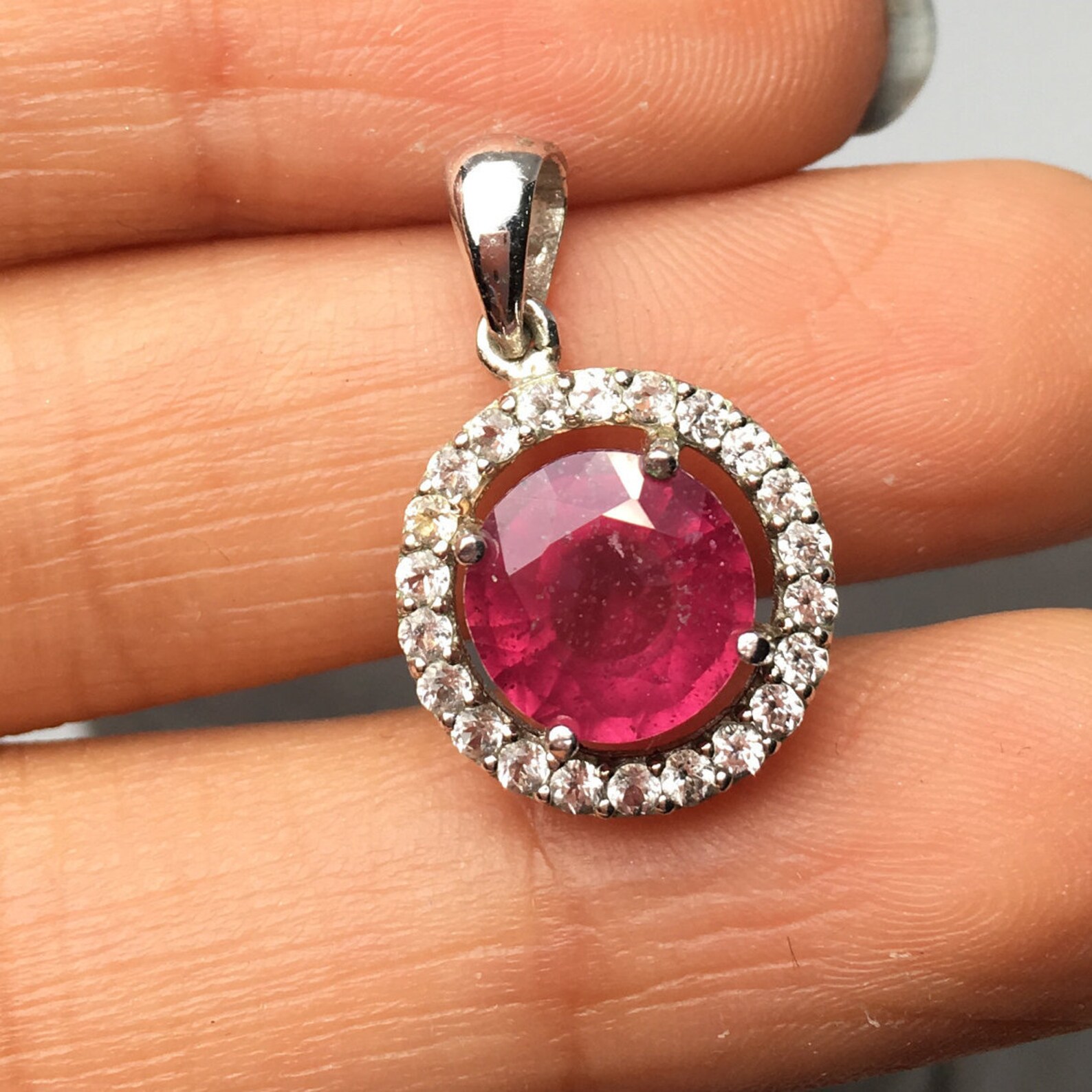 Vintage Style Ruby Pendant Ruby Jewelry beautiful Round Ruby - Etsy