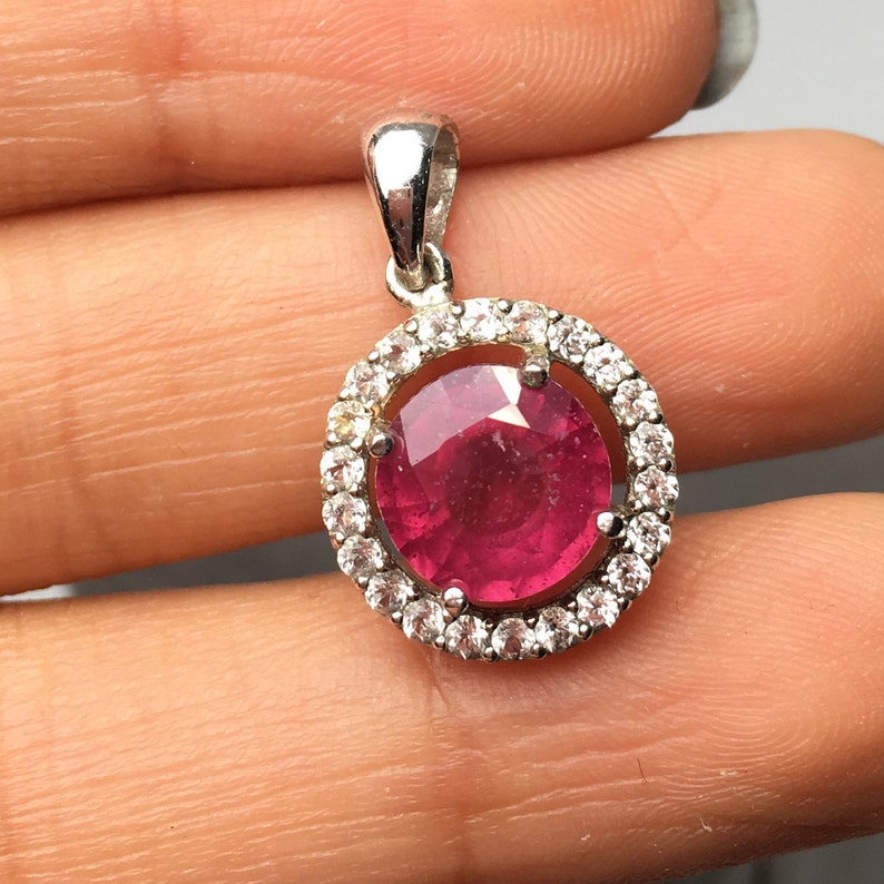 Vintage Style Ruby Pendant Ruby Jewelry beautiful Round Ruby - Etsy