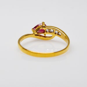 Natural Red Ruby ~solid 9K Gold Ring ~ruby Pear Shaped Ring~women's Anniversary Ring ~ruby ...