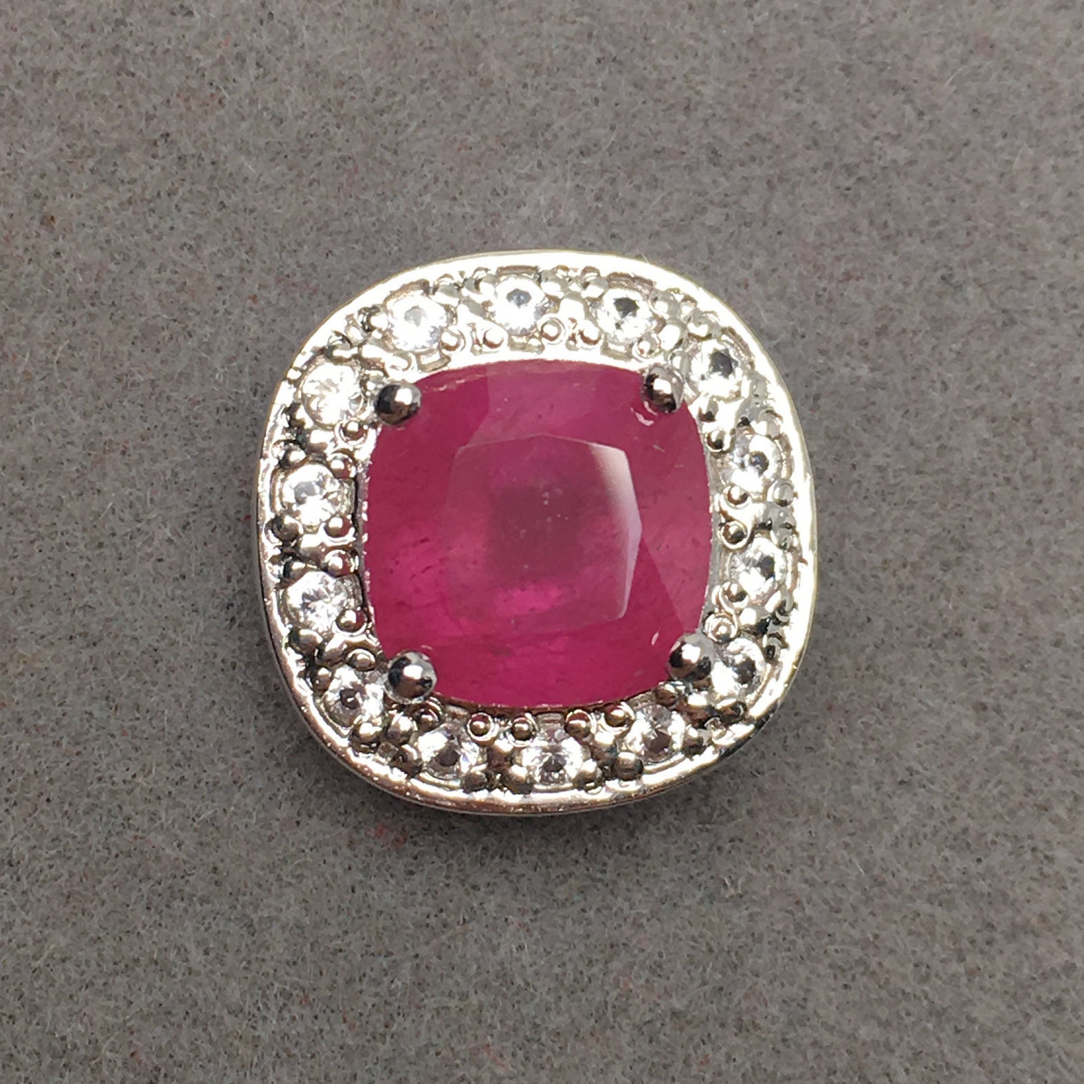 Vintage Style Ruby Pendant Ruby Jewelry Gemstone Pendant Cushion Cut ...