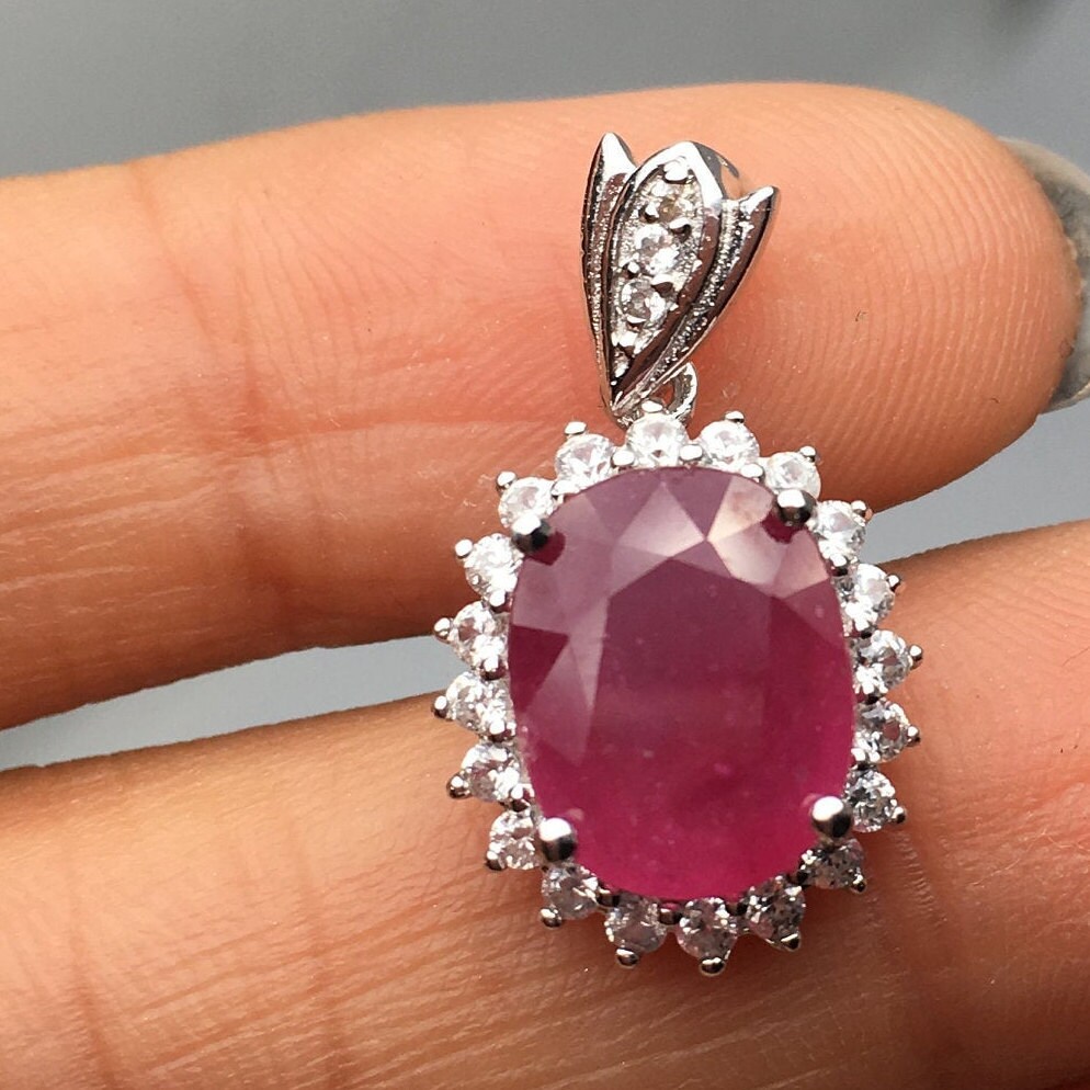 Vintage Style Ruby Pendant Ruby Jewelry Gemstone Pendant - Etsy