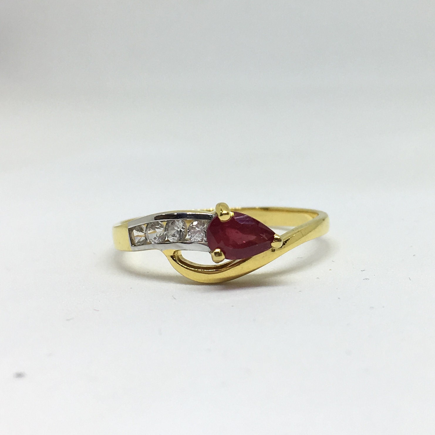 Natural Red Ruby solid 9K Gold Ring ruby Pear Shaped Ring | Etsy