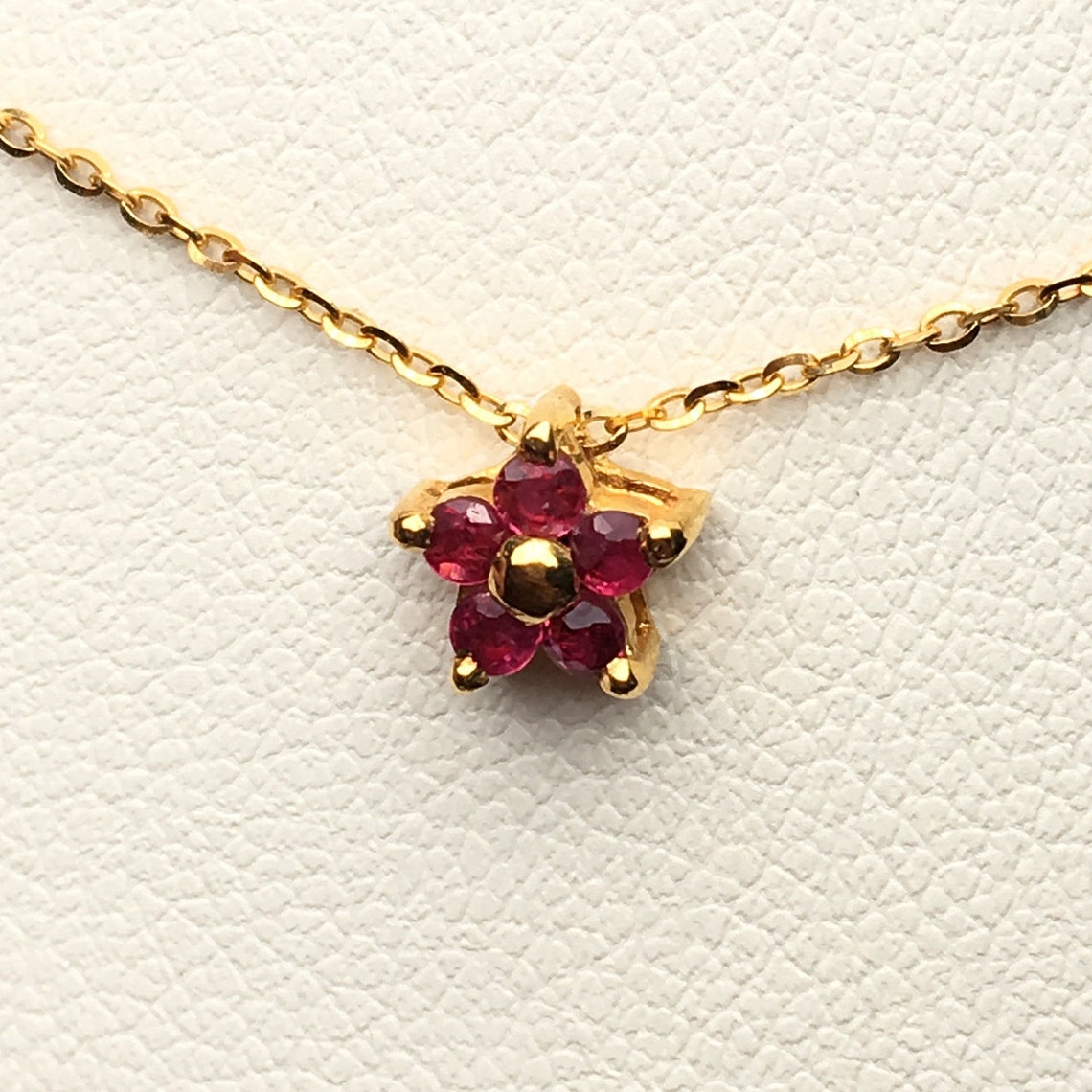 18K Solid Gold Necklace Ruby Necklace 18K Gold and Ruby - Etsy