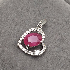 Ruby Pendant~ Ruby Jewelry~ Heart Shape Pendant ~beautiful Ruby Pendant ...