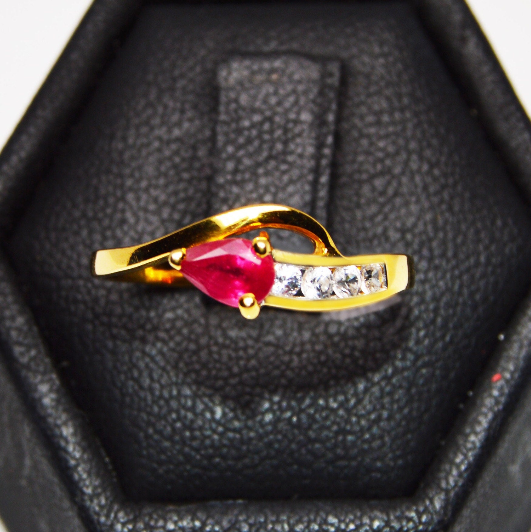 Natural Red Ruby solid 9K Gold Ring ruby Pear Shaped Ring - Etsy