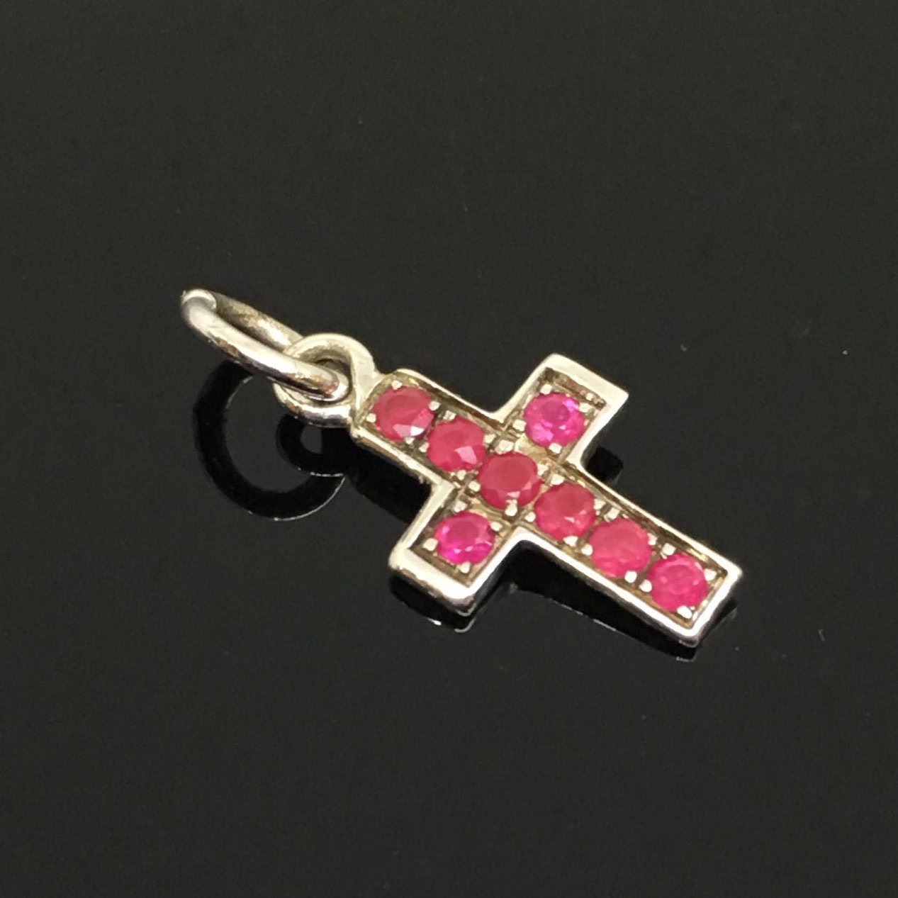 Ruby Cross 1pc Cross Pendant With Natural Ruby Red Gems - Etsy